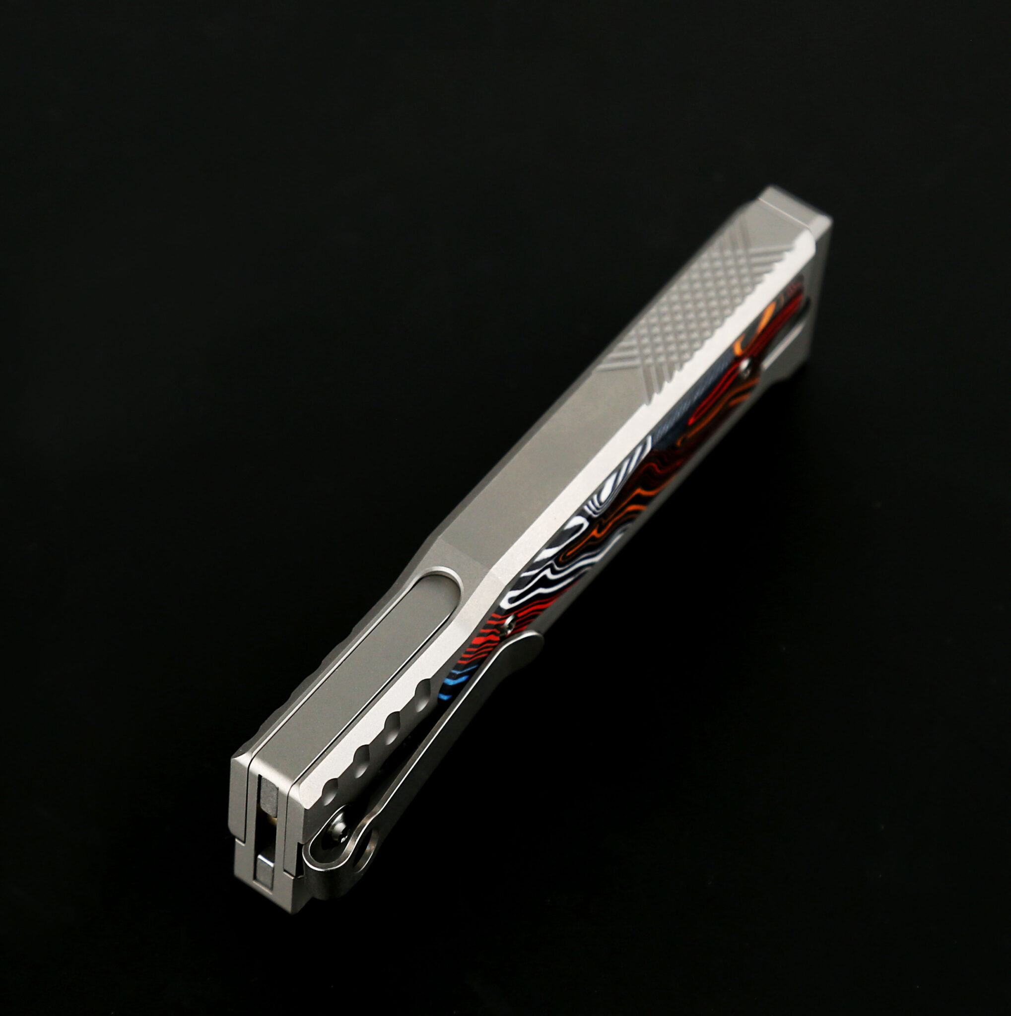 EXO – M G10 Damascus Pattern Multi Color Drop Point – Reate Knives