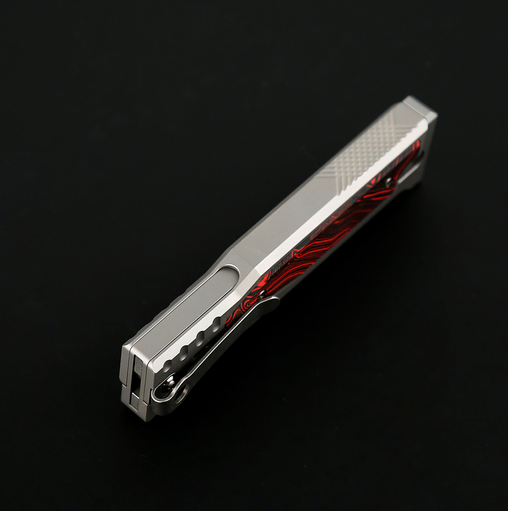 EXO-M G10 Damascus Pattern Red/Black Drop Point – Reate Knives