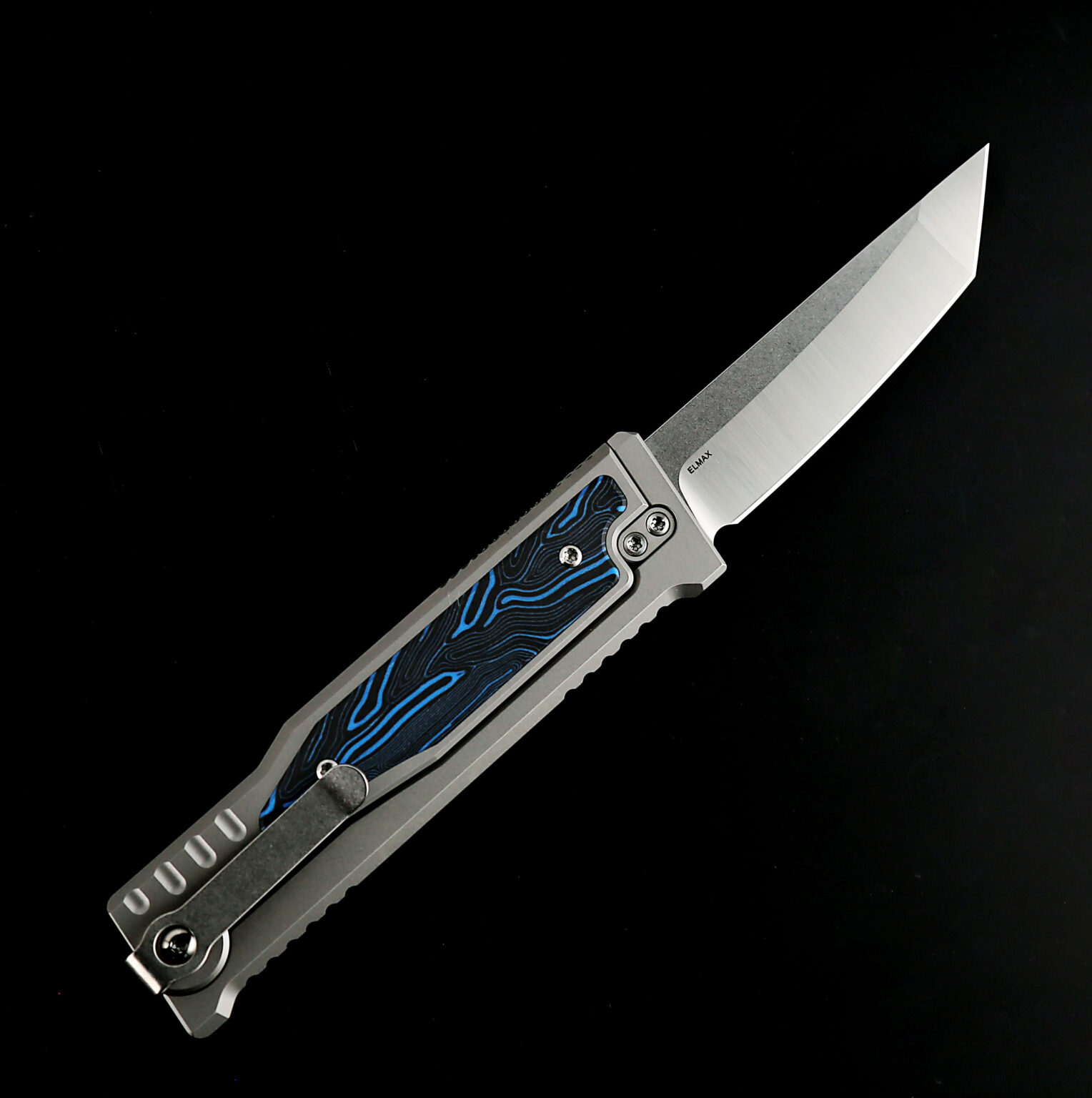 EXO-M G10 Damascus Pattern – Blue/Black Tanto – Reate Knives