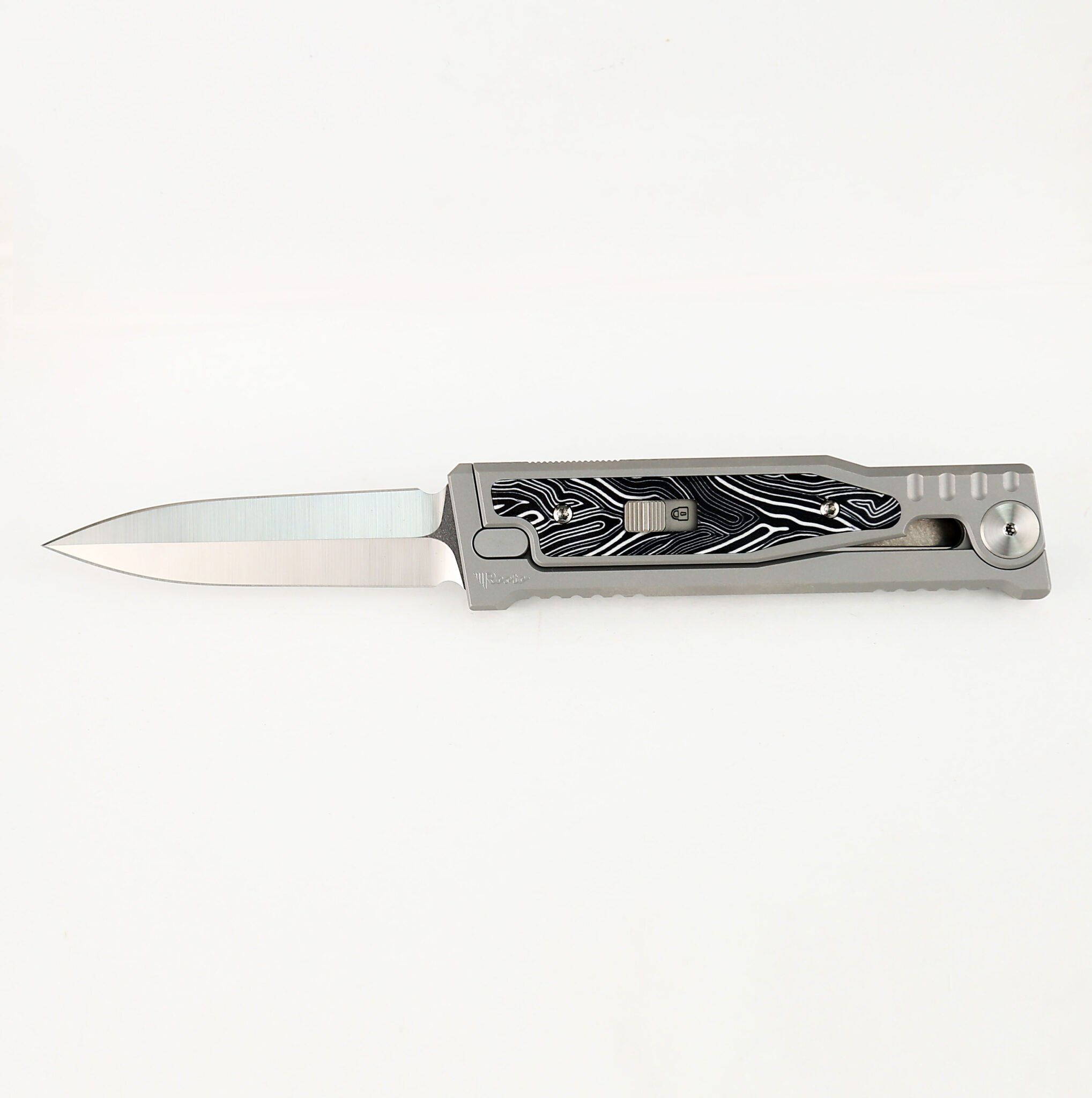 EXO-M G10 Damascus Pattern – Black/White Double Edge – Reate Knives