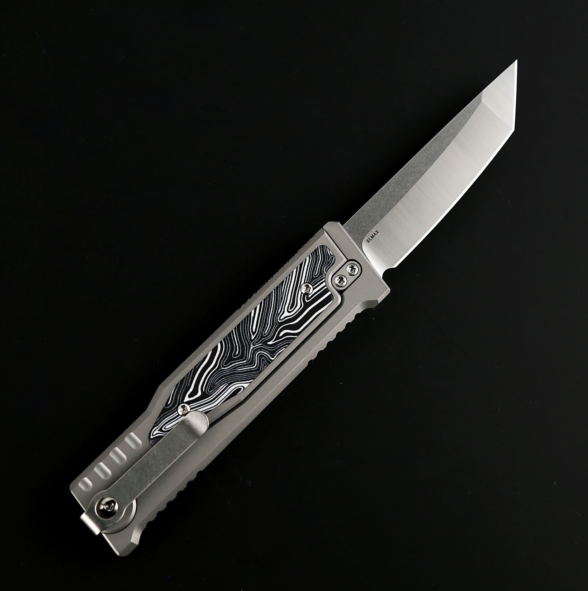 EXO-M G10 Damascus Pattern – Black/White Tanto – Reate Knives
