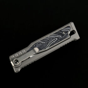 EXO-M G10 Damascus Pattern – Black/White Tanto – Reate Knives