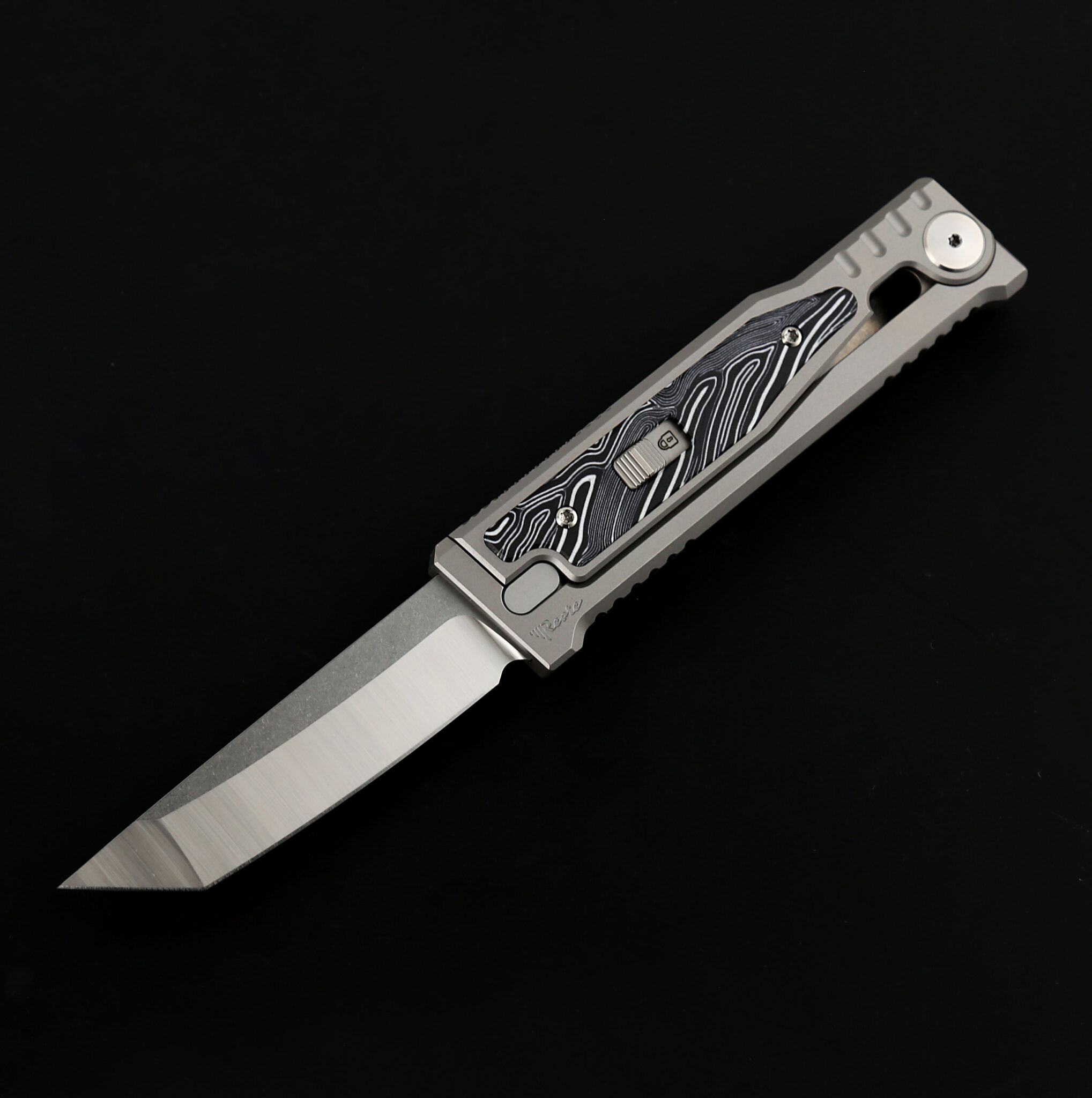 EXO-M G10 Damascus Pattern – Black/White Tanto – Reate Knives