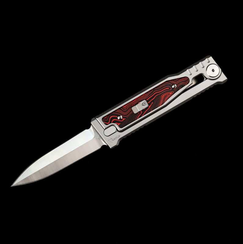 EXO-M G10 Damascus Pattern – Red/Black Double Edge – Reate Knives