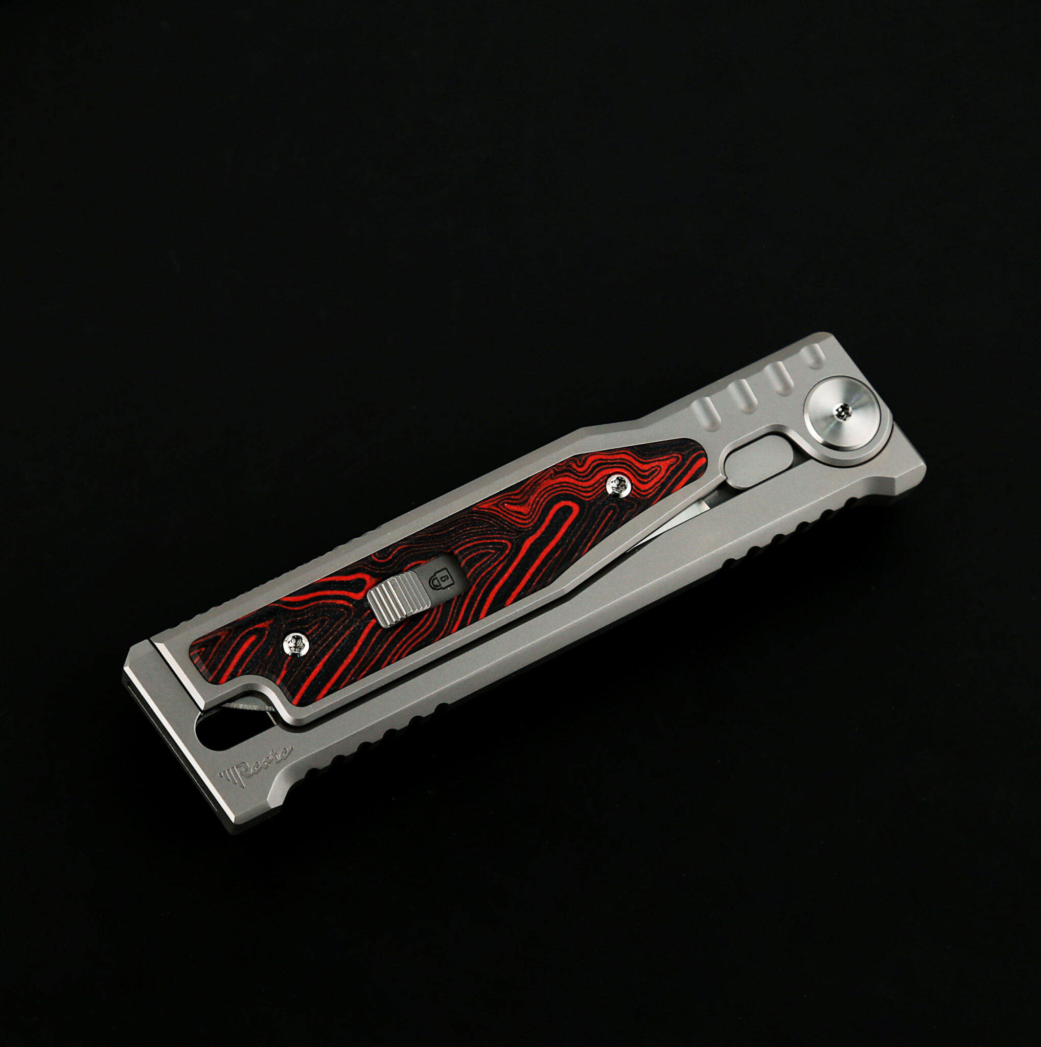 EXO-M G10 Damascus Pattern – Red/Black Double Edge – Reate Knives