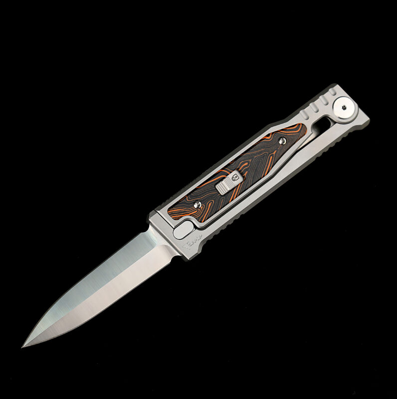 EXO-M G10 Damascus Pattern – Orange/Black Double Edge – Reate Knives
