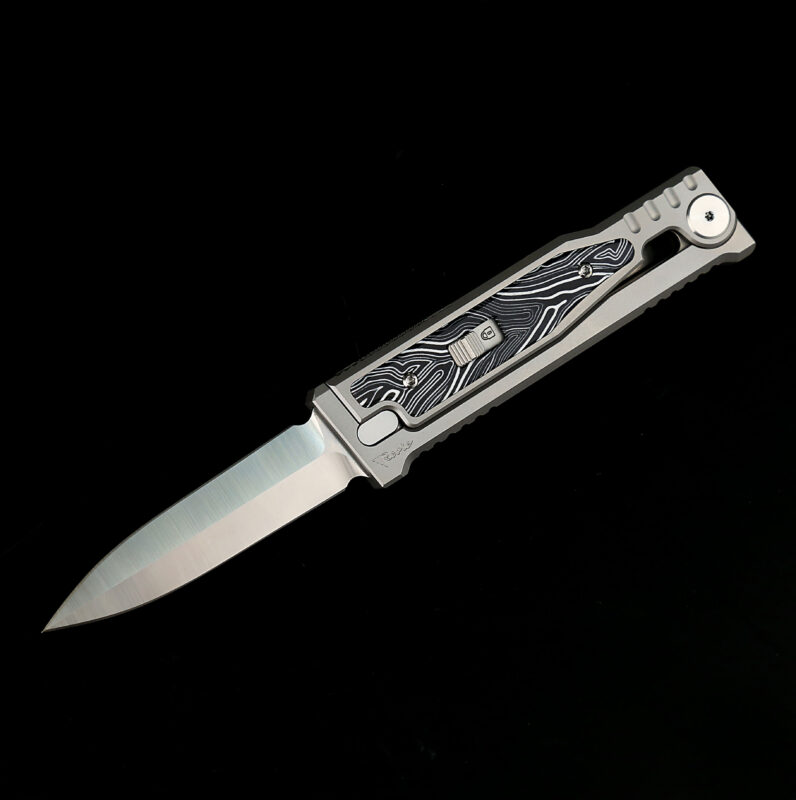 EXO-M G10 Damascus Pattern – Black/White Double Edge – Reate Knives