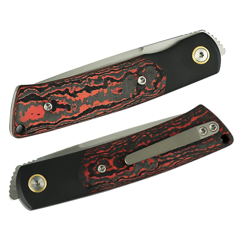 Tribute Titanium Bead blast handle Fat carbon-Lava Flow inlay – Reate ...