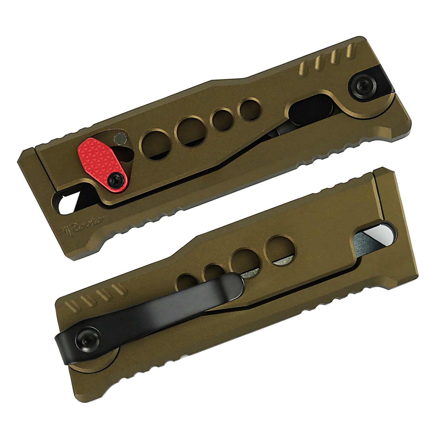 EXO-U Aluminum handle Stainless steel Speedhole-Copper – Reate Knives
