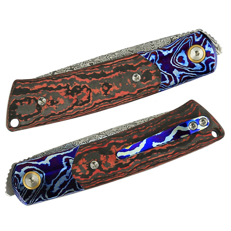 Tribute Titanium Bead blast handle Damasteel Acid washed blade Fat ...