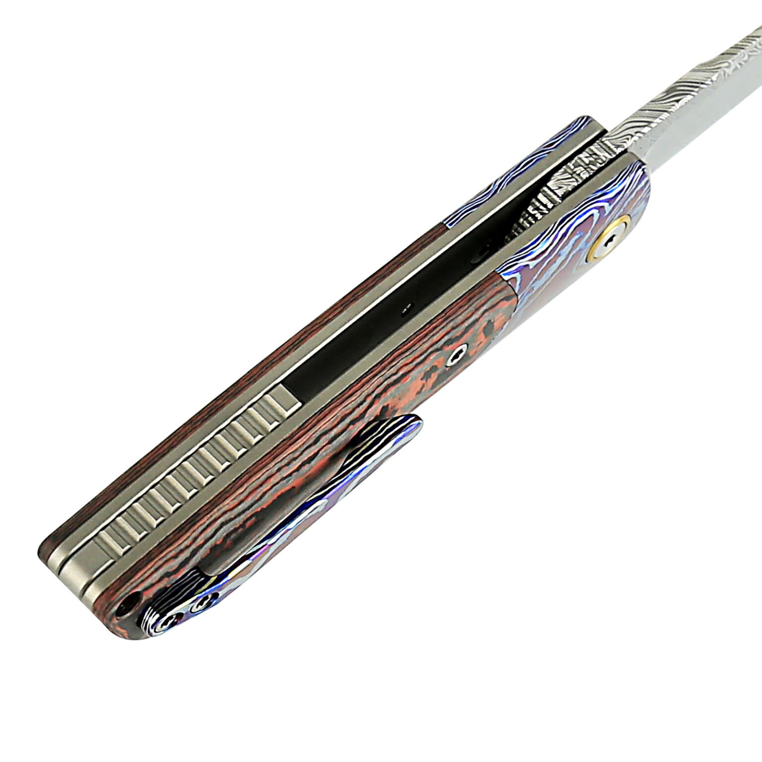 Tribute Titanium Bead blast handle Damasteel Acid washed blade Fat ...