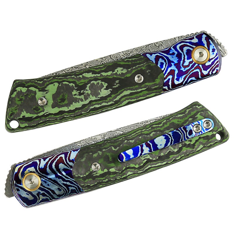 Tribute Titanium Bead blast handle Damasteel Acid washed blade Fat ...