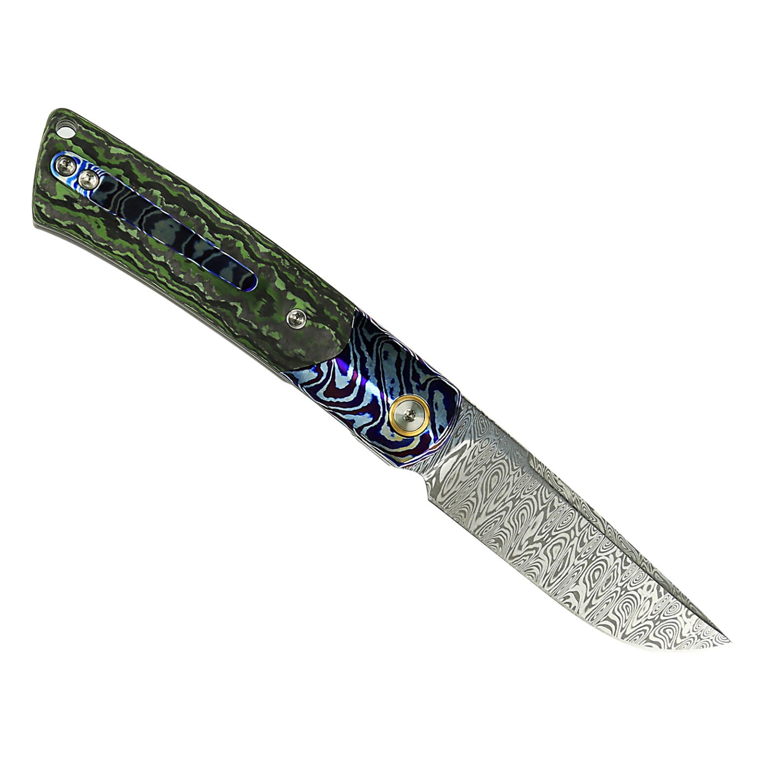 Tribute Titanium Bead blast handle Damasteel Acid washed blade Fat ...