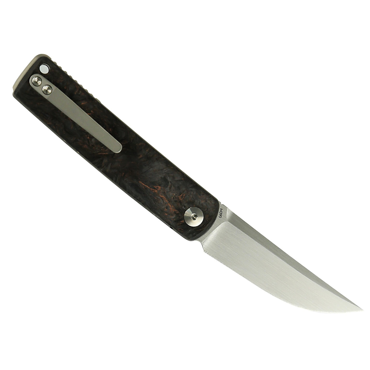 Bushido Titanium Bead blast handle Dark Matter Copper inlay – Reate Knives