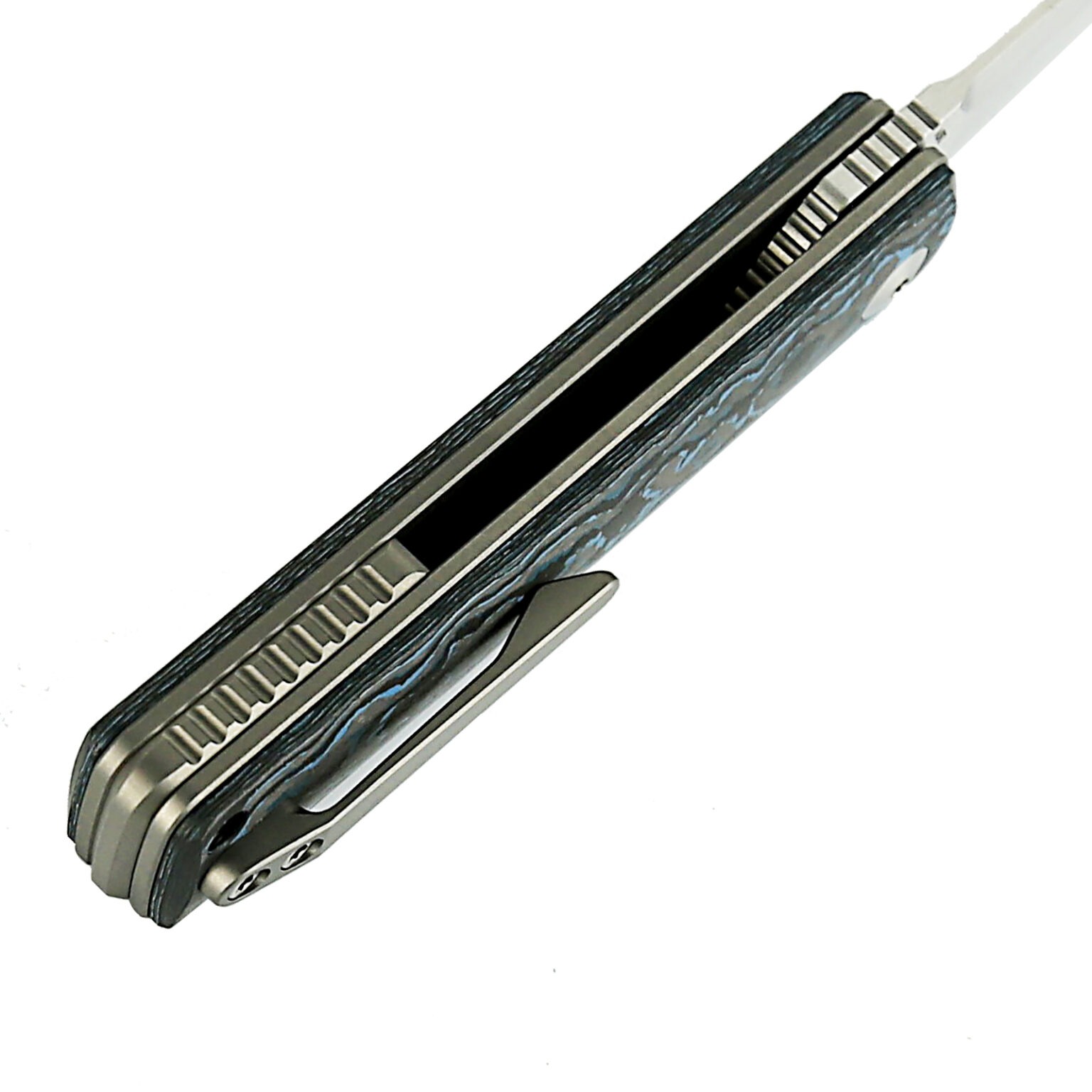 Bushido Titanium Bead blast handle Arctic Storm inlay – Reate Knives