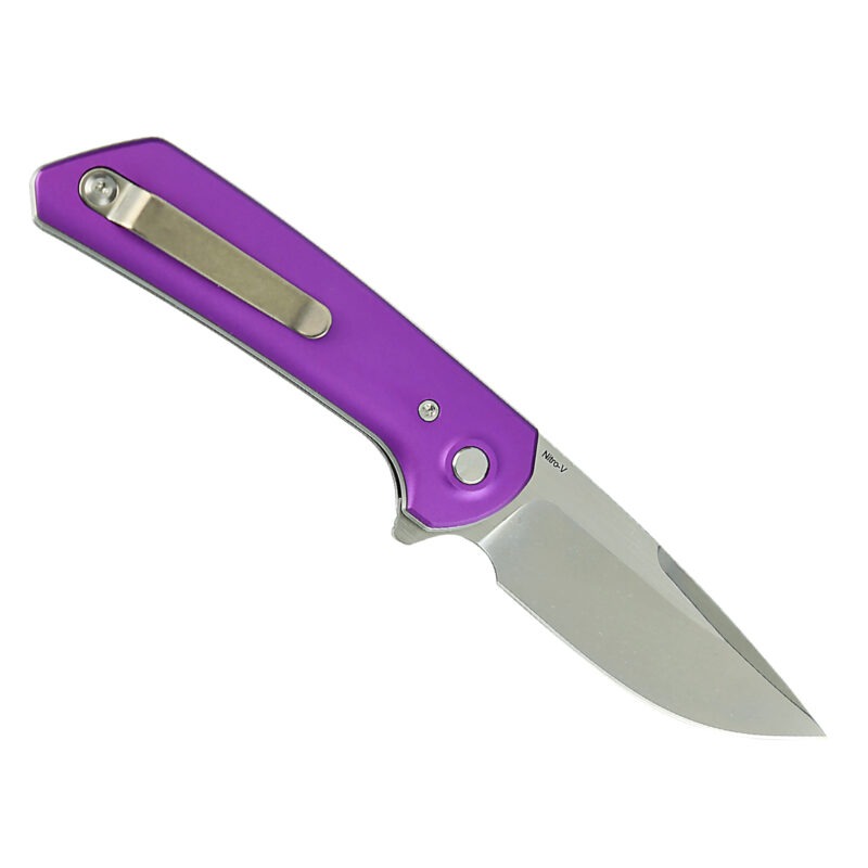 PL-XF Aluminum-Purple handle Satin Flats+ Stonewashed blade – Reate Knives