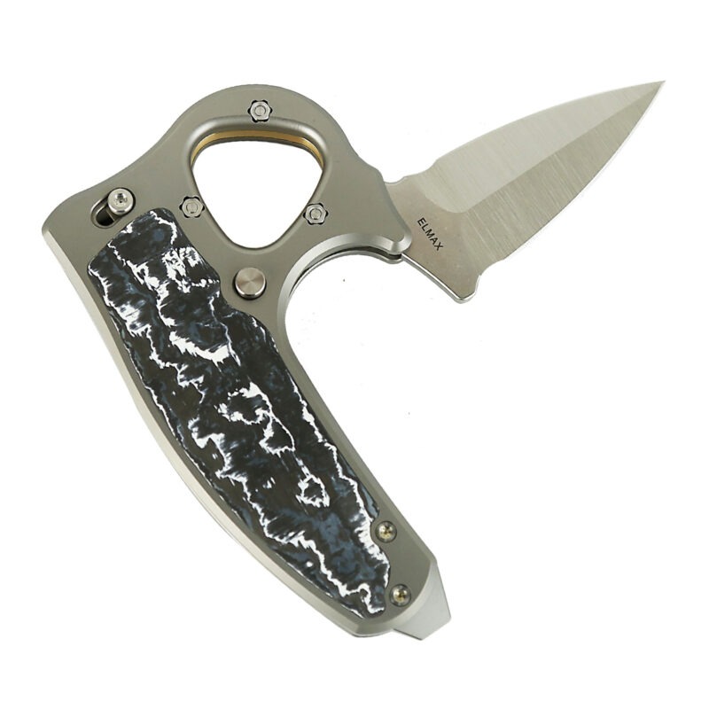 Exo-D Ti-bead blast handle Elmax Belt satin blade Fat Carbon-White ...
