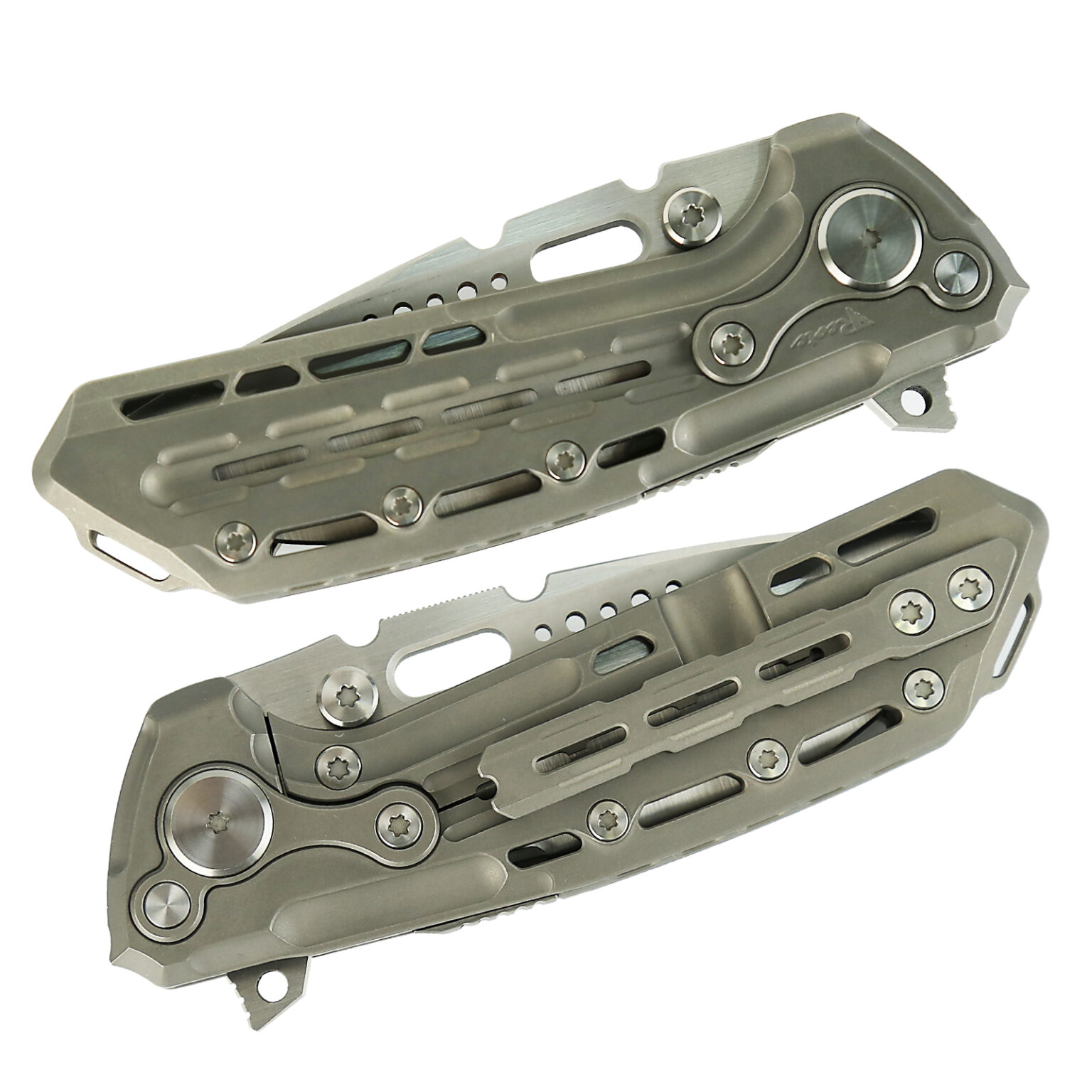 Terminator-TX228 Ti-Dark bead blast handle M390 Belt Satin blade ...