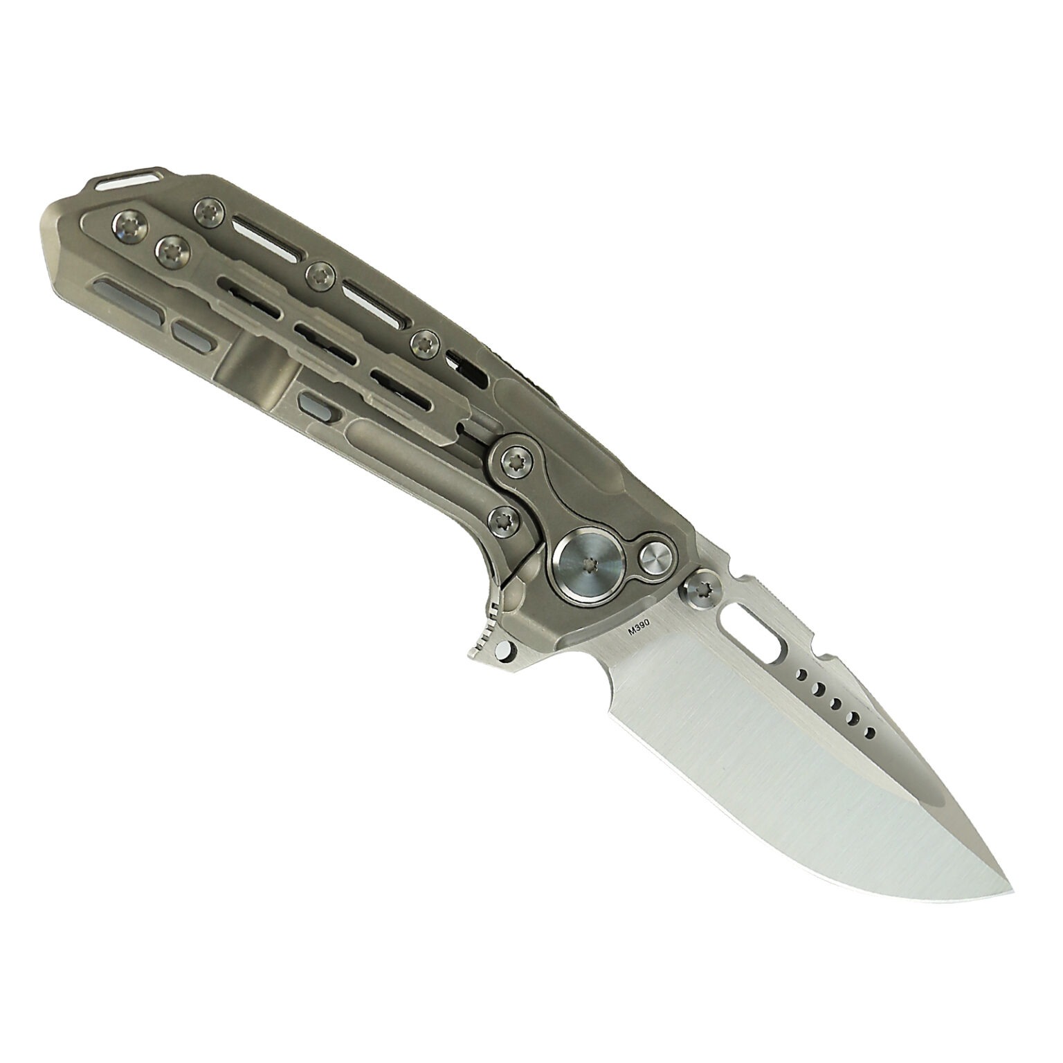 Terminator-TX228 Ti-Dark bead blast handle M390 Belt Satin blade ...